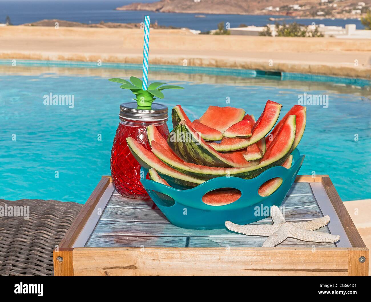 Watermelon Peel . Isolated. Copy Space. Watermelon juice with straw on ...