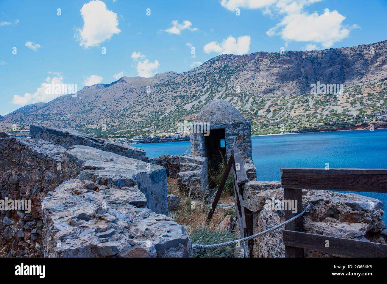 Abandoned old fortress and former leper colony, island Spinalonga ...