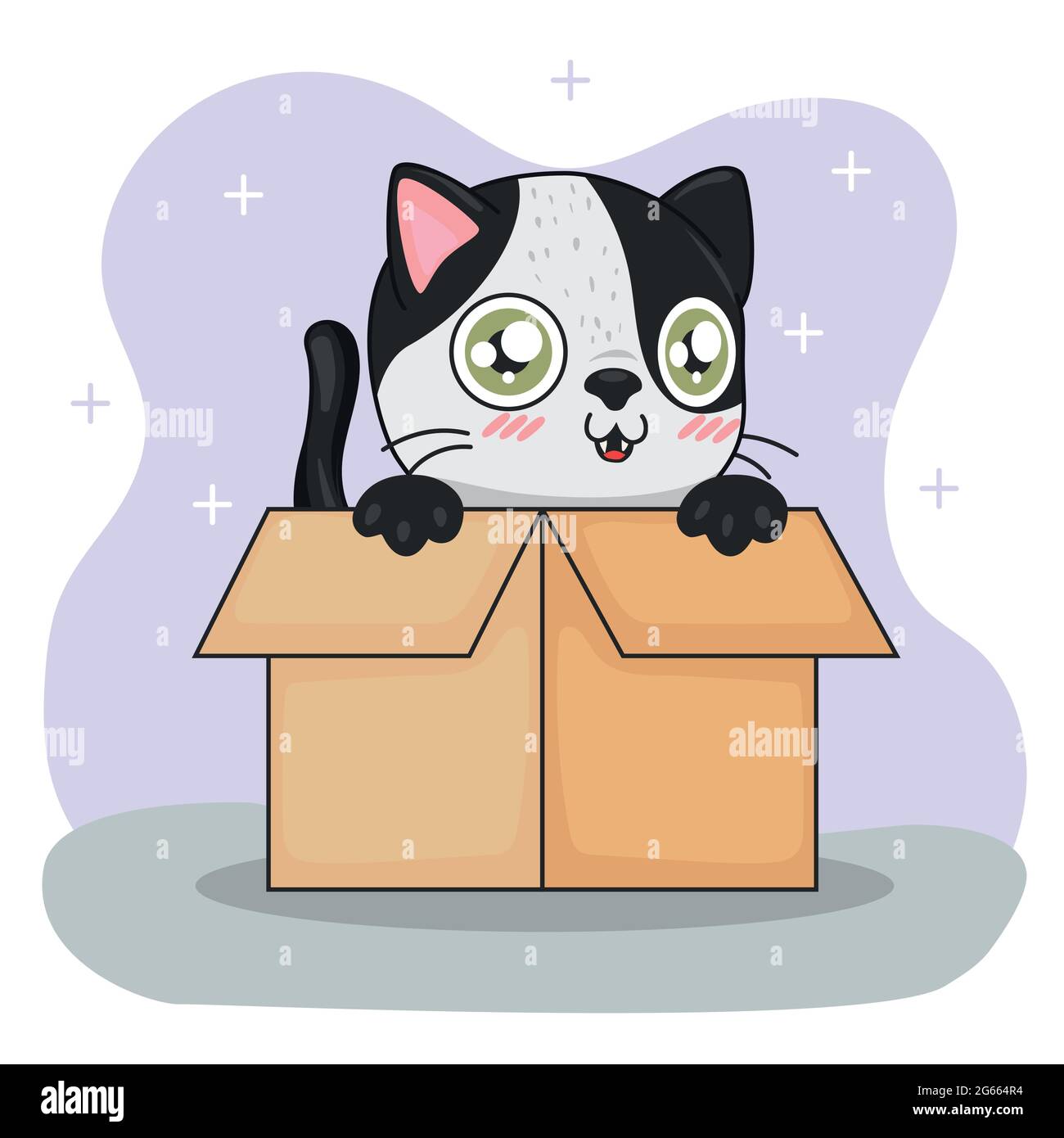 cat cartoon inside box Stock Vector Image & Art - Alamy