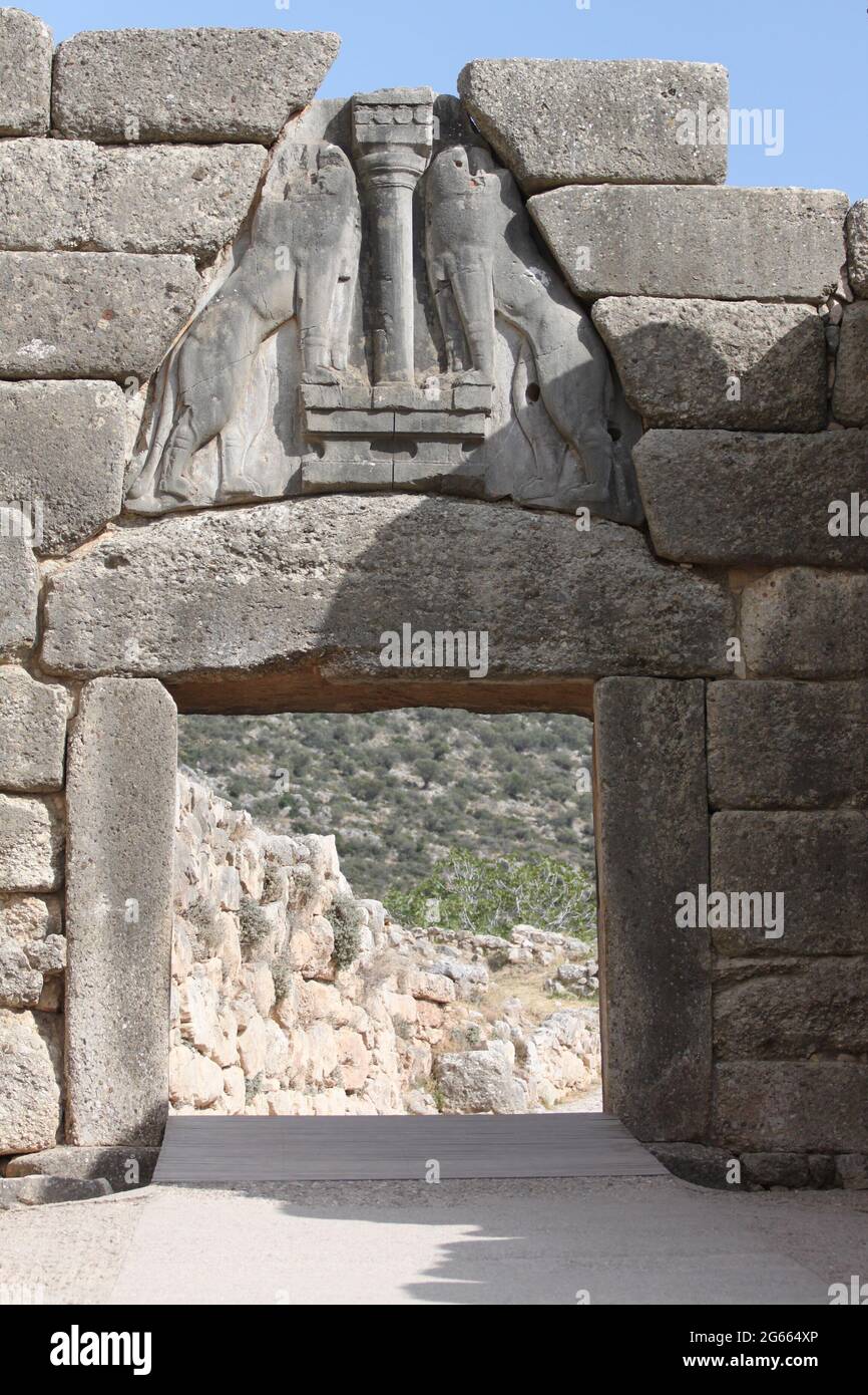 The Lion Gate, Mycenae Stock Photo - Alamy