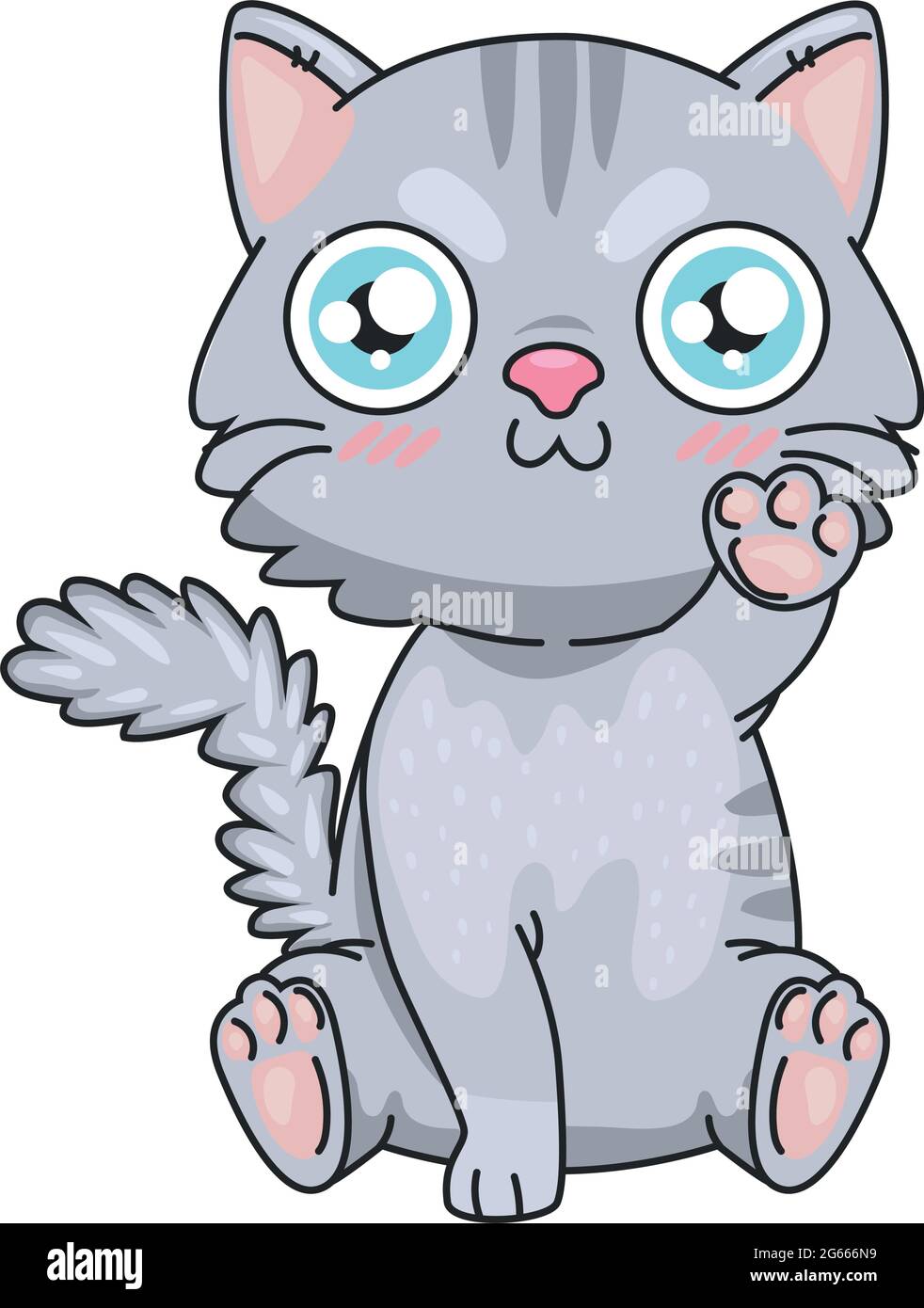 gray cat cartoon with leg up Stock Vector Image & Art - Alamy