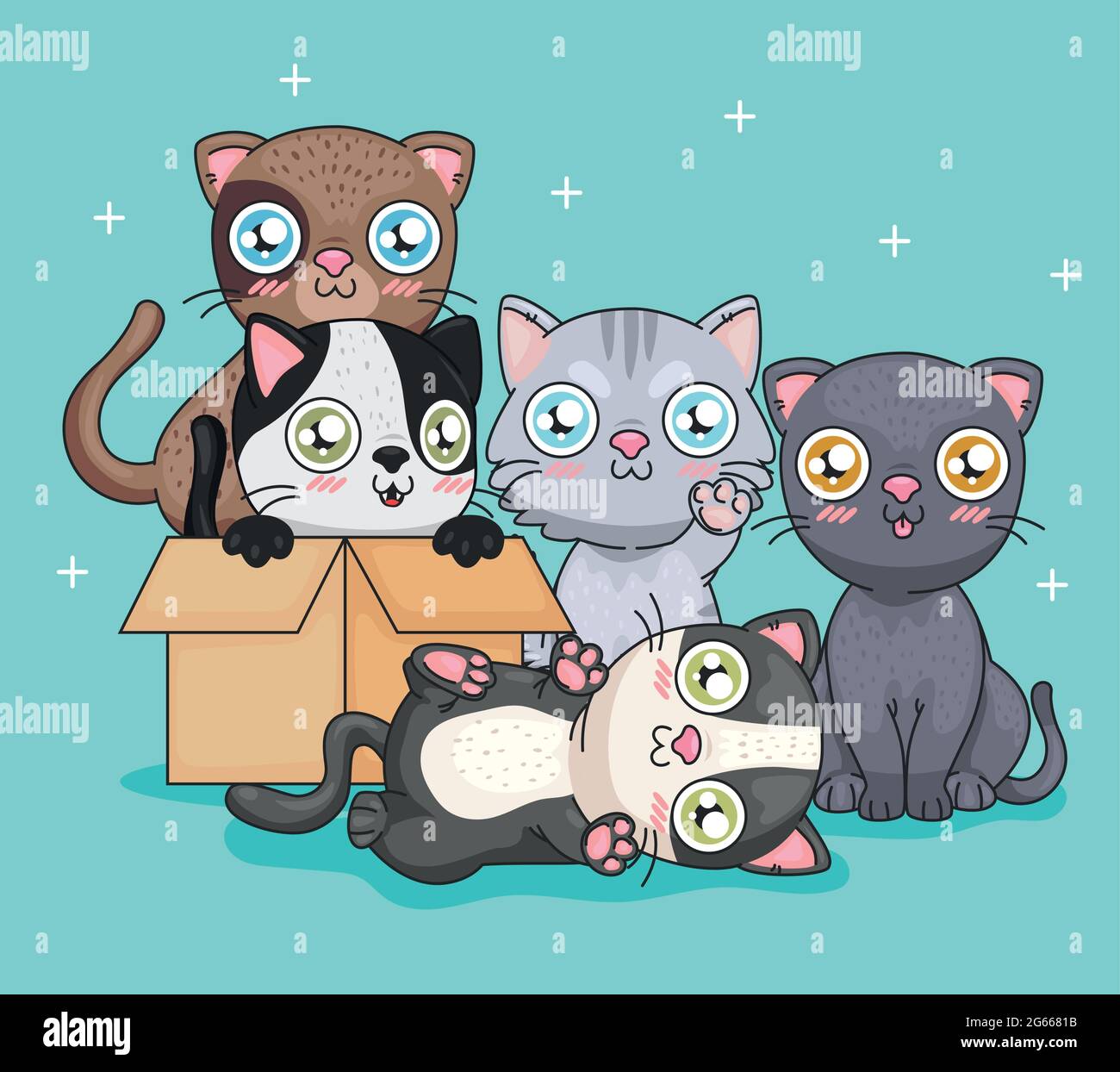 cats cartoons with box Stock Vector Image & Art - Alamy