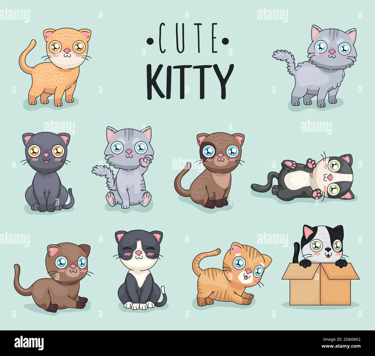 cute kitty icon set Stock Vector Image & Art - Alamy