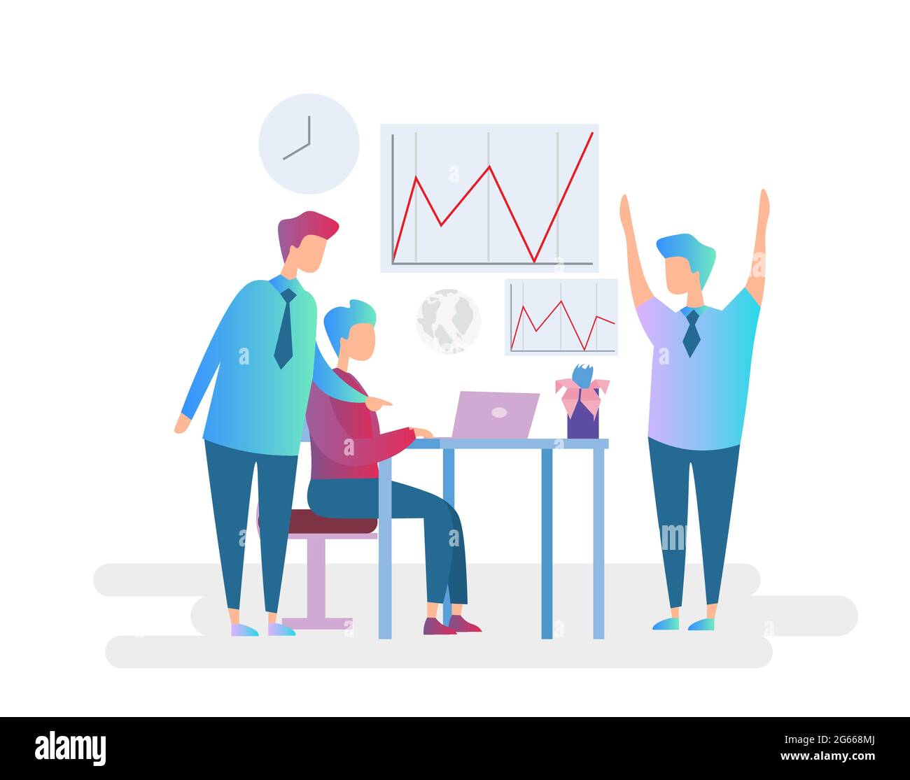 Teamwork business character concept flat design vector illustration ...