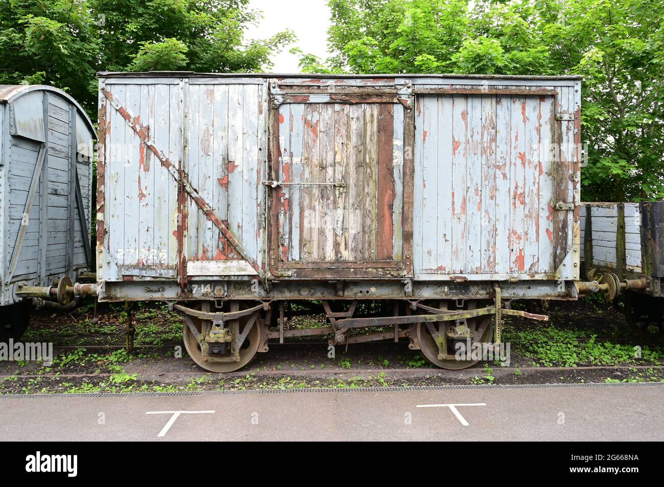 An old box van in a railway siding Stock Photo - Alamy