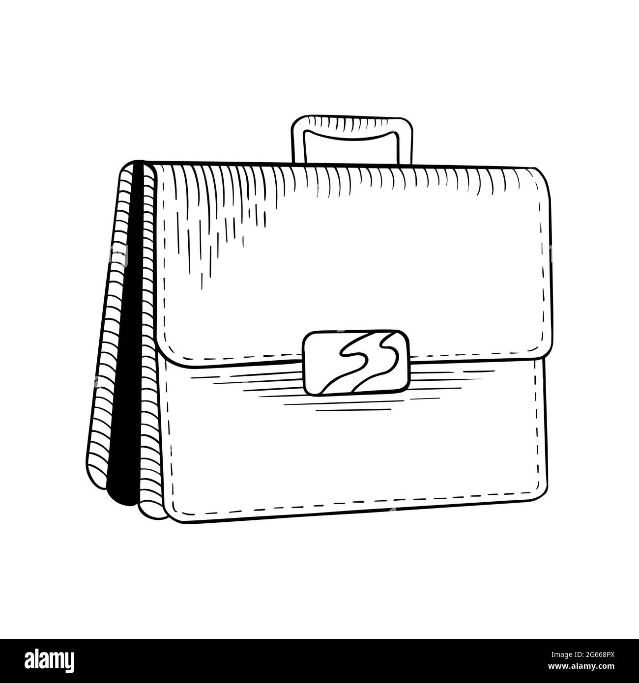 Doodle briefcase icon. Office bag sketch isolated on white background ...