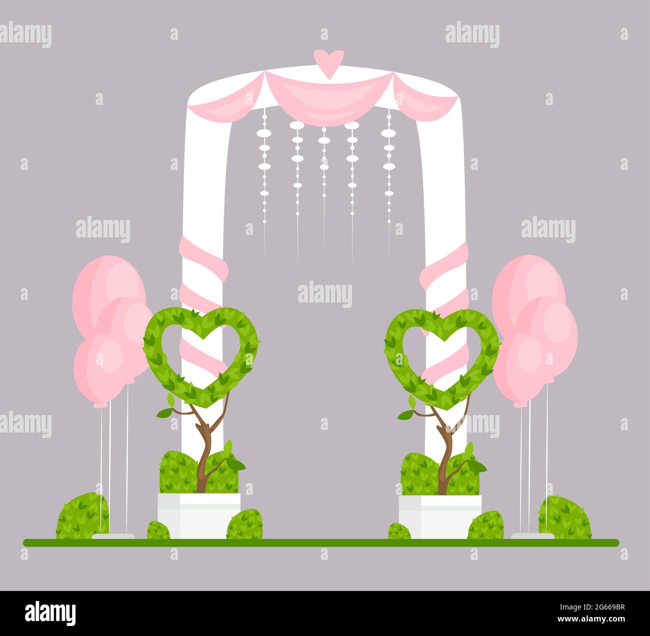 Wedding arch flat vector illustration. Engagement ceremony isolated ...
