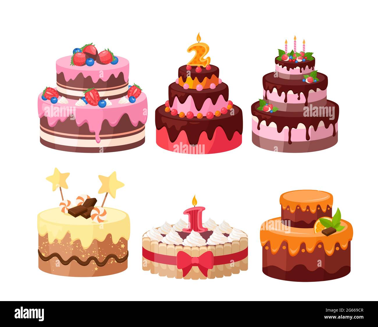 Tiered cakes colorful flat vector illustrations set Stock Vector Image & Art - Alamy