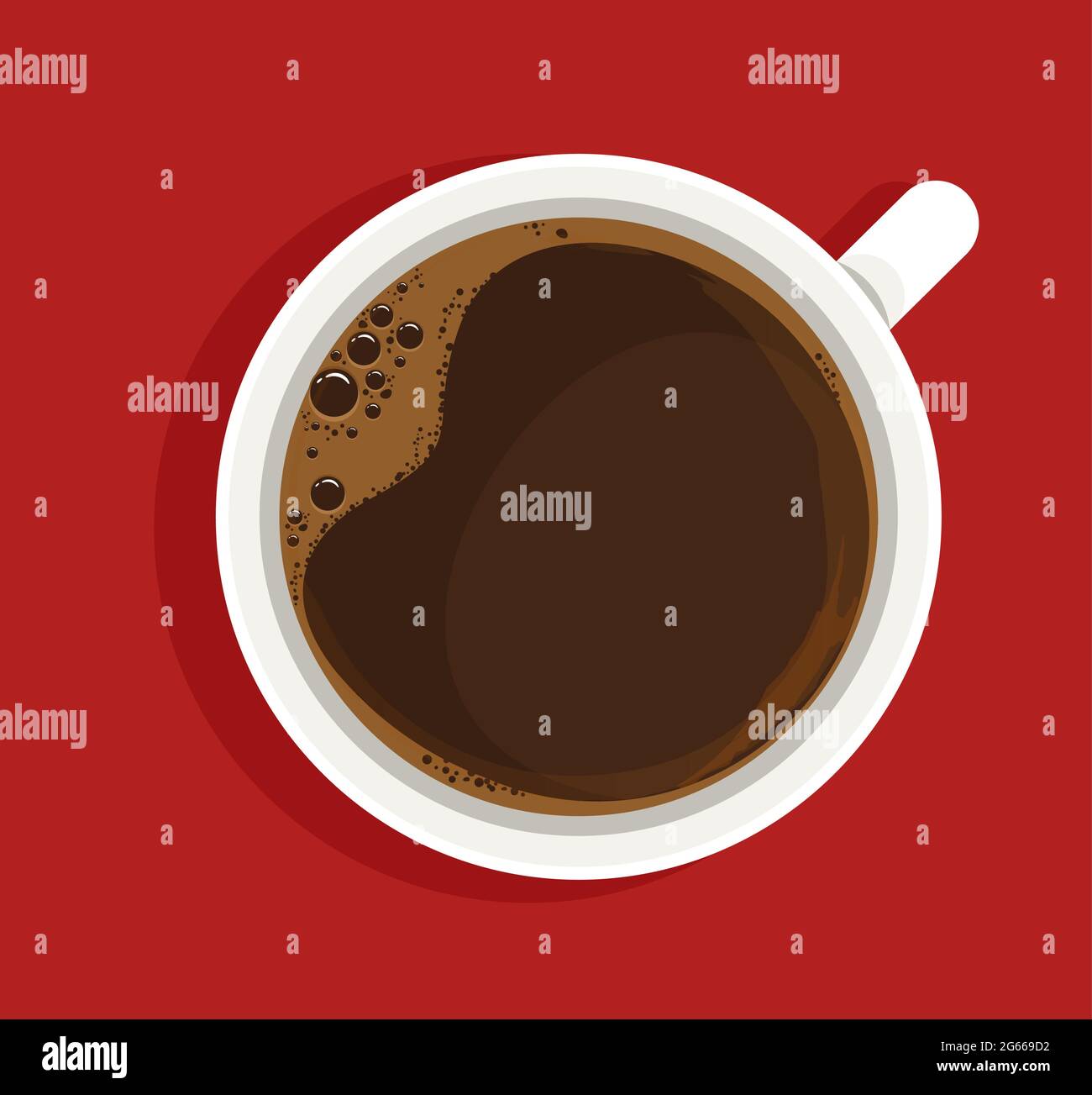 Espresso in white cup top view realistic illustration Stock Vector ...