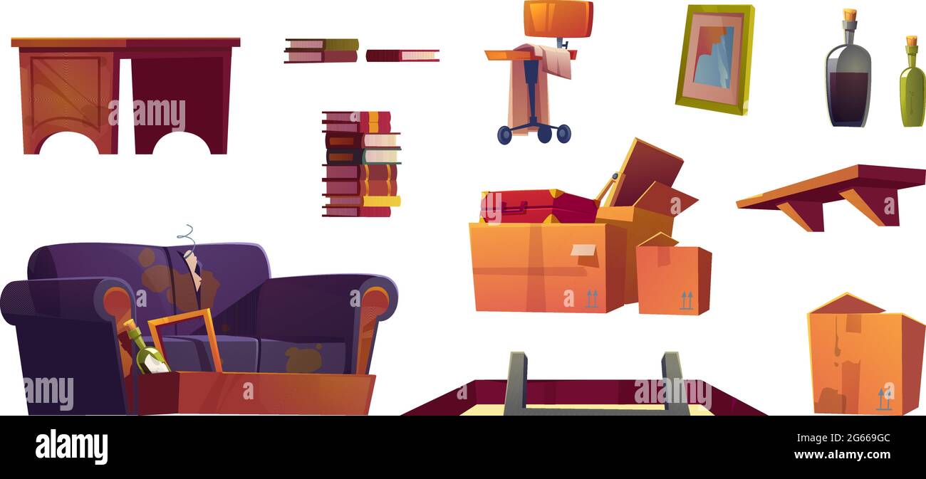 Boxes Of Junk Stock Vector Images - Alamy