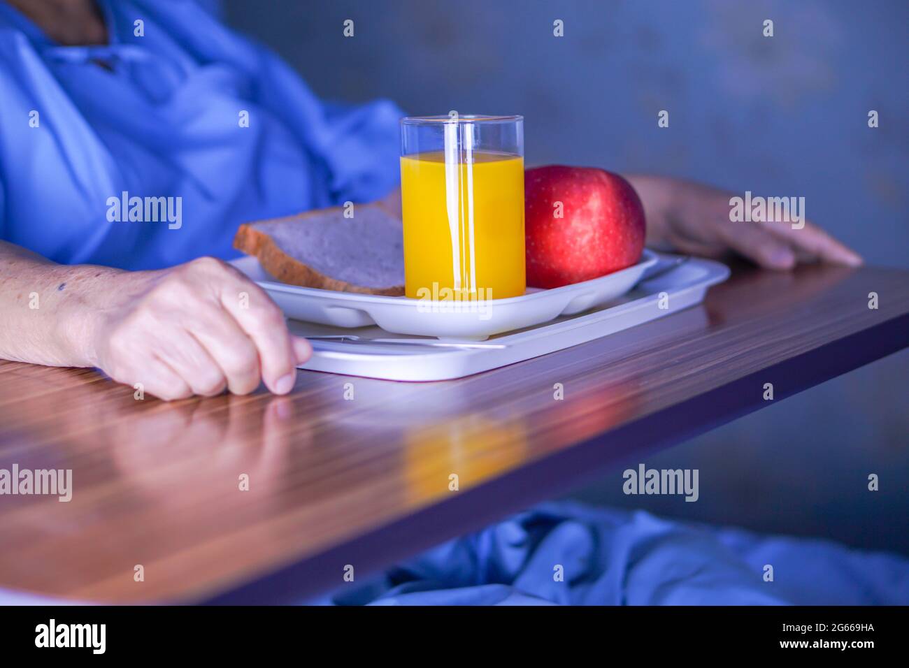 Asian senior or elderly old lady woman patient eating breakfast healthy ...