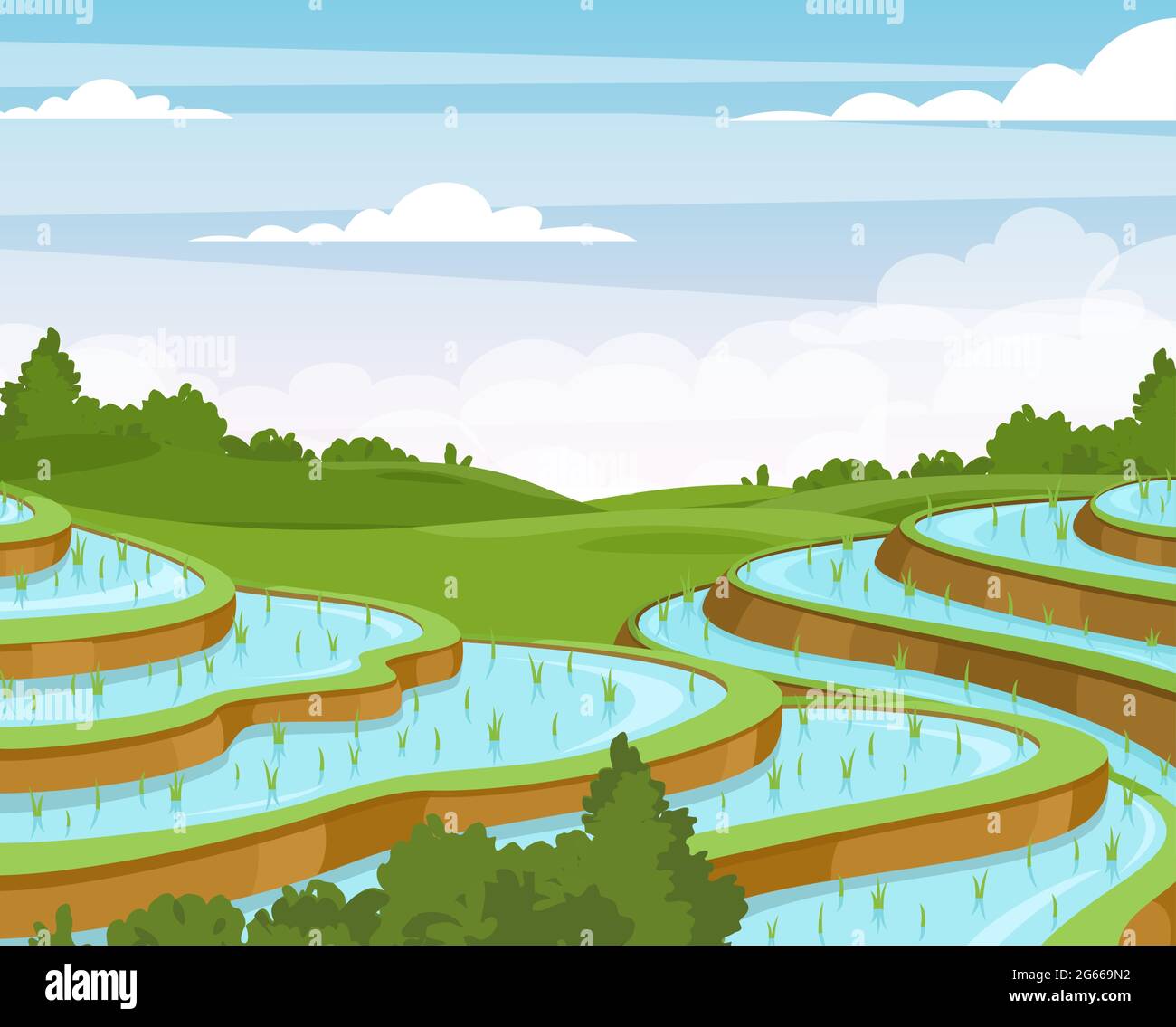 Rice fields in landscape Stock Vector Images - Alamy
