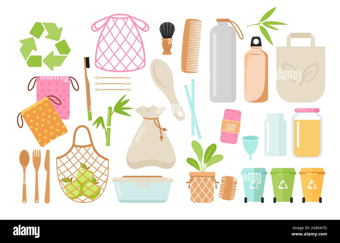 Zero waste set eco Stock Vector Images - Alamy
