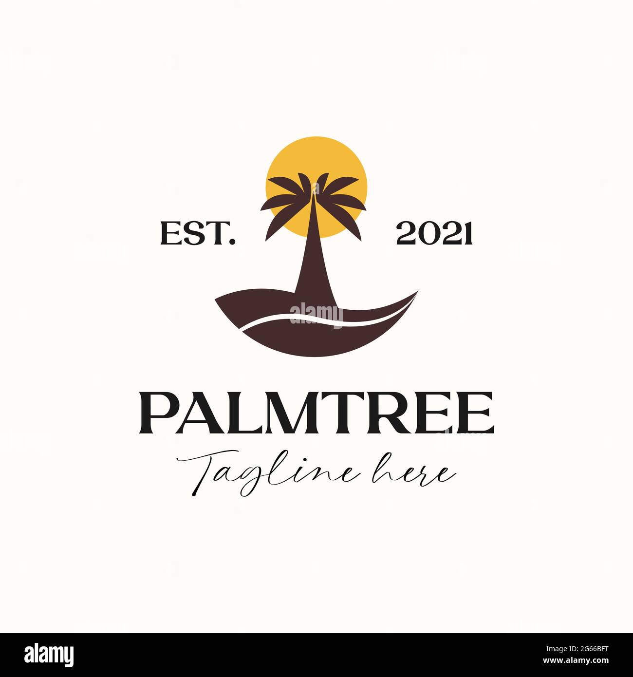 Palm Resort Logo Template Isolated in White Background Stock Vector ...