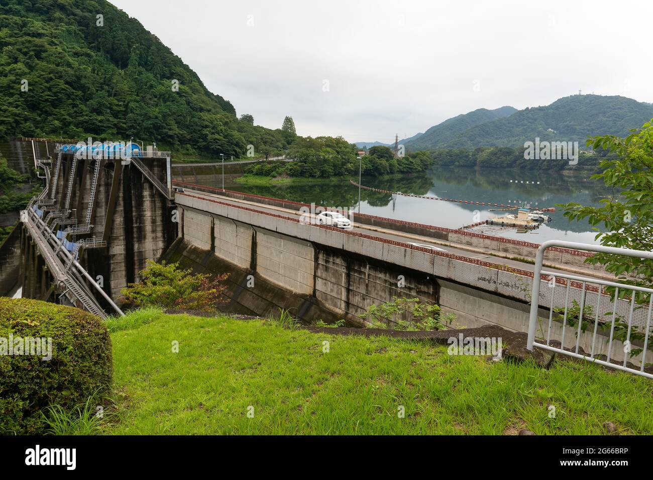Landscape of discharging of Shiroyama Dam in Kanagawa, Japan Stock ...