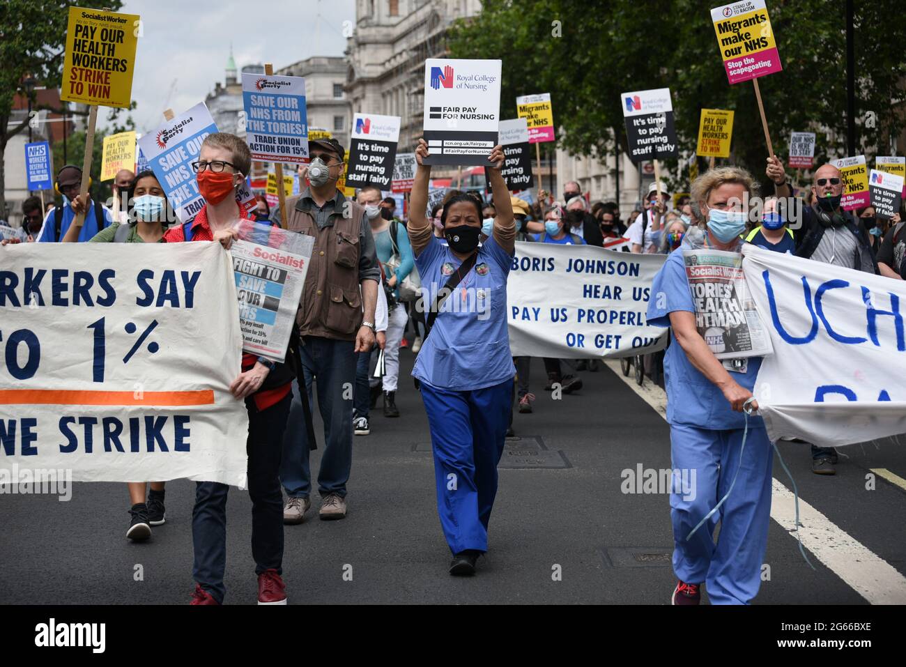 London, UK. 3 July 2021. UK nationwide NHS protest for the 73rd ...