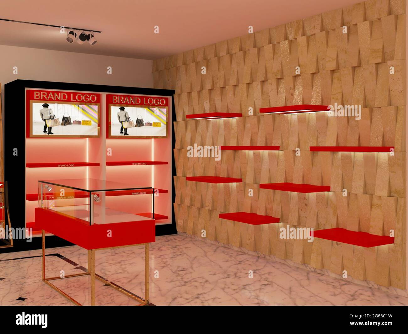 3D rendered contemporary style, red and white color combination ...