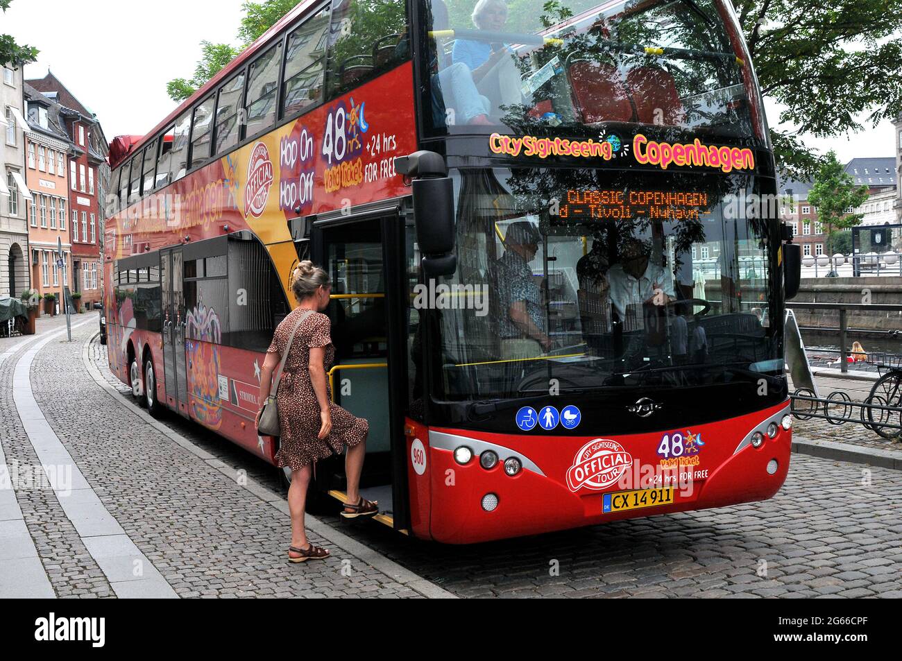 Copenhagen, Denmark. 03 July 2021, Hop on hop of sight seeing bus in ...