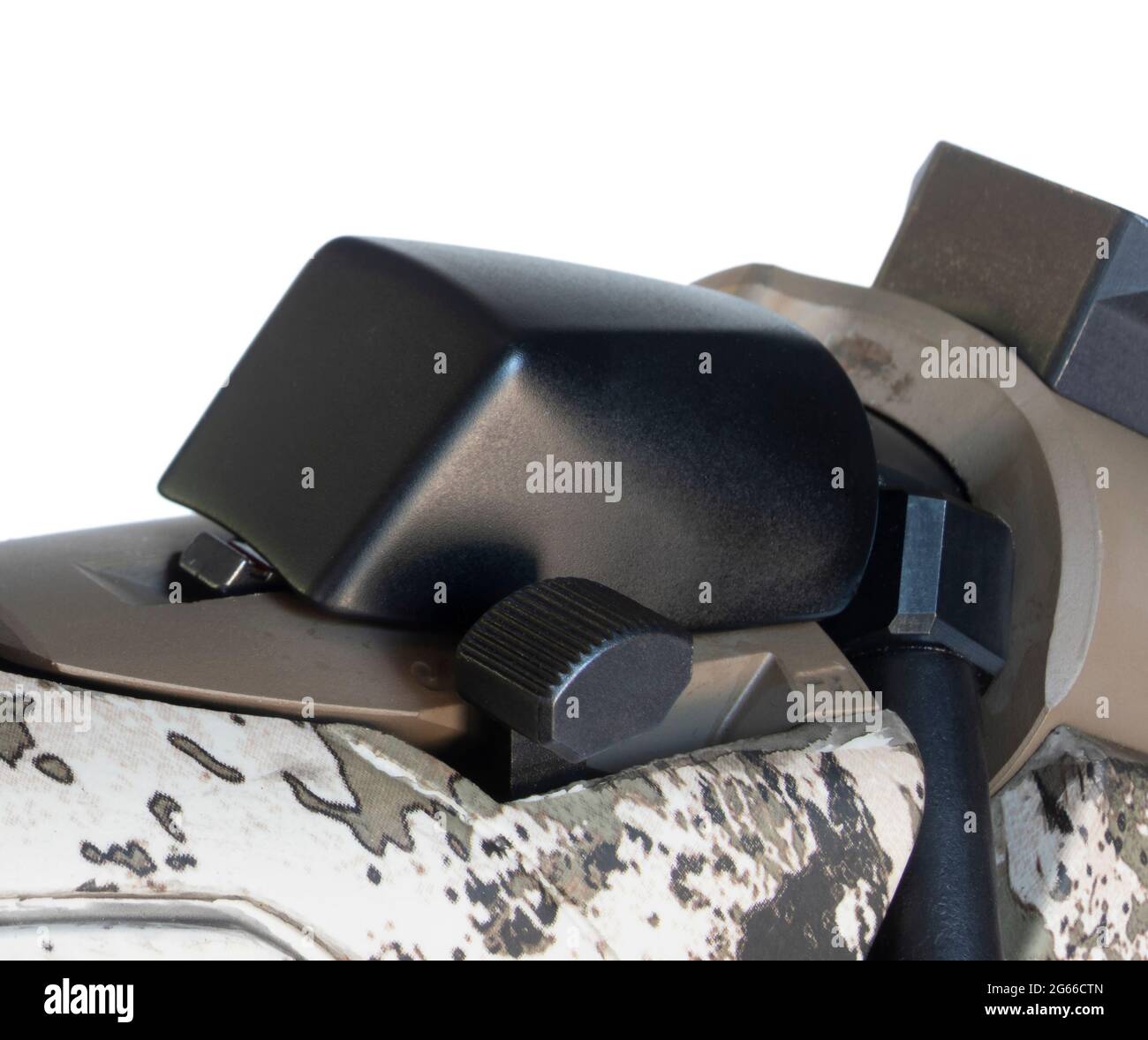 Bolt action rifle safety that is on isolated on a white background ...