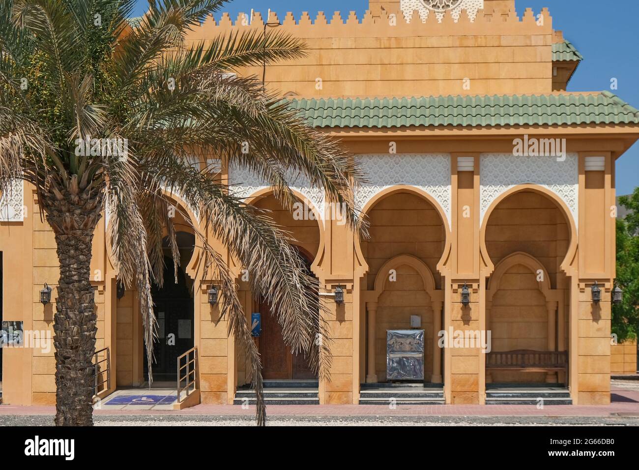 Elements of outdoor architectural decorations of mosque with archways ...