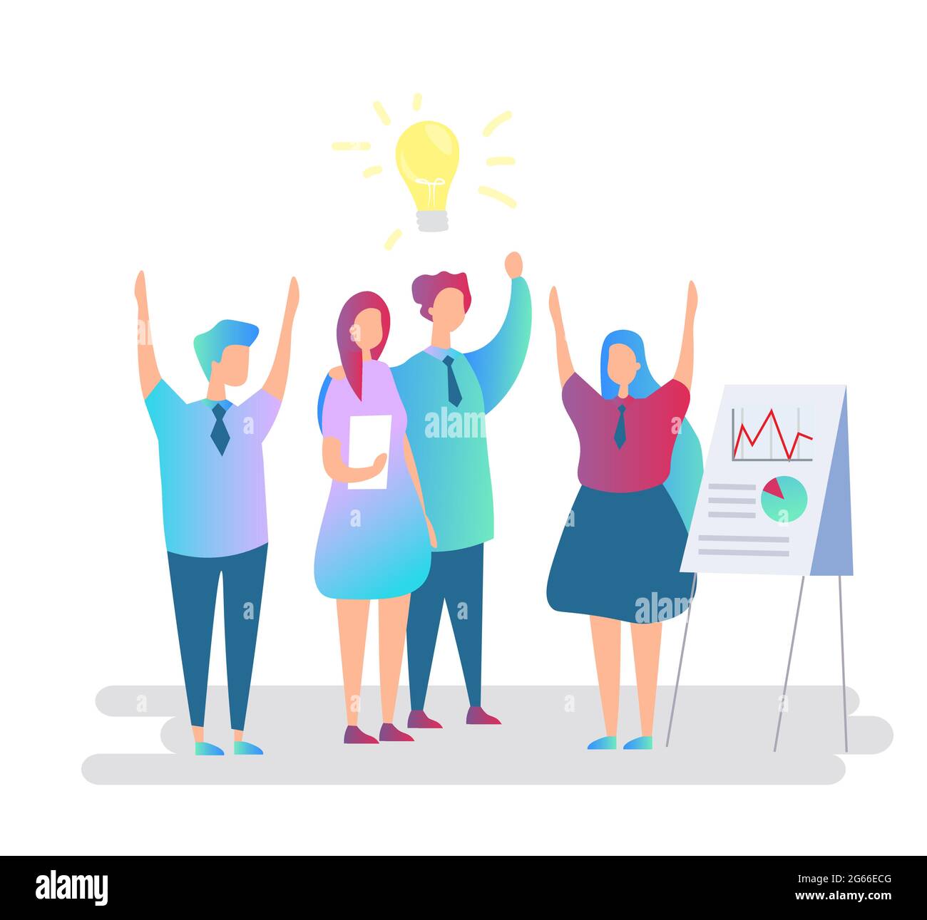 Coworkers celebrate victory flat vector illustration. Teamwork and ...