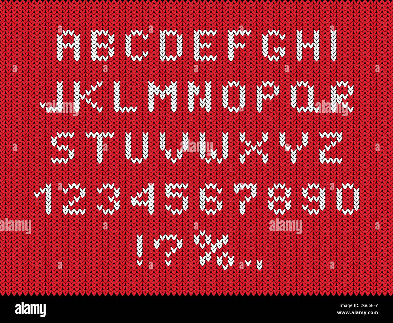 Christmas season font flat vector illustration. Knitwear stylized ...