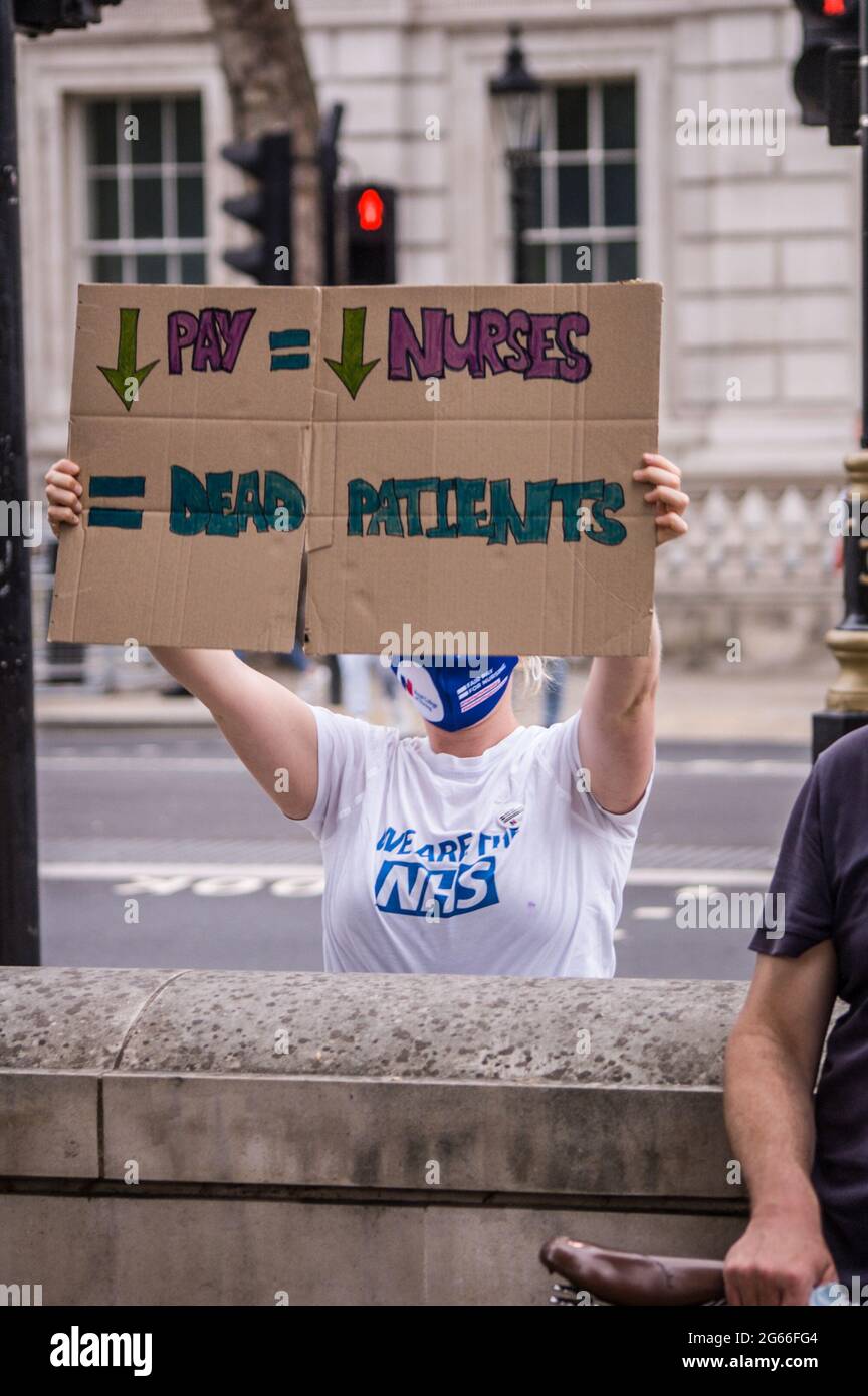 London, England. 3rd July 2021. NHS anniversary march for patient ...