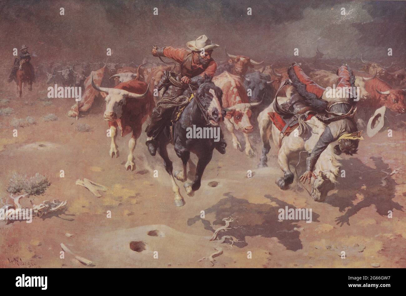 The Stampede by W. R. Leigh Stock Photo - Alamy