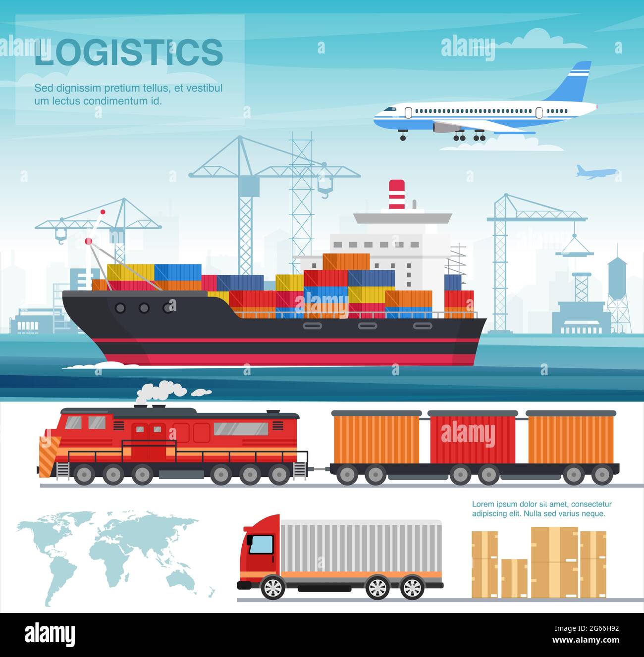 Transport industry concept, flat style, vector illustration Stock ...