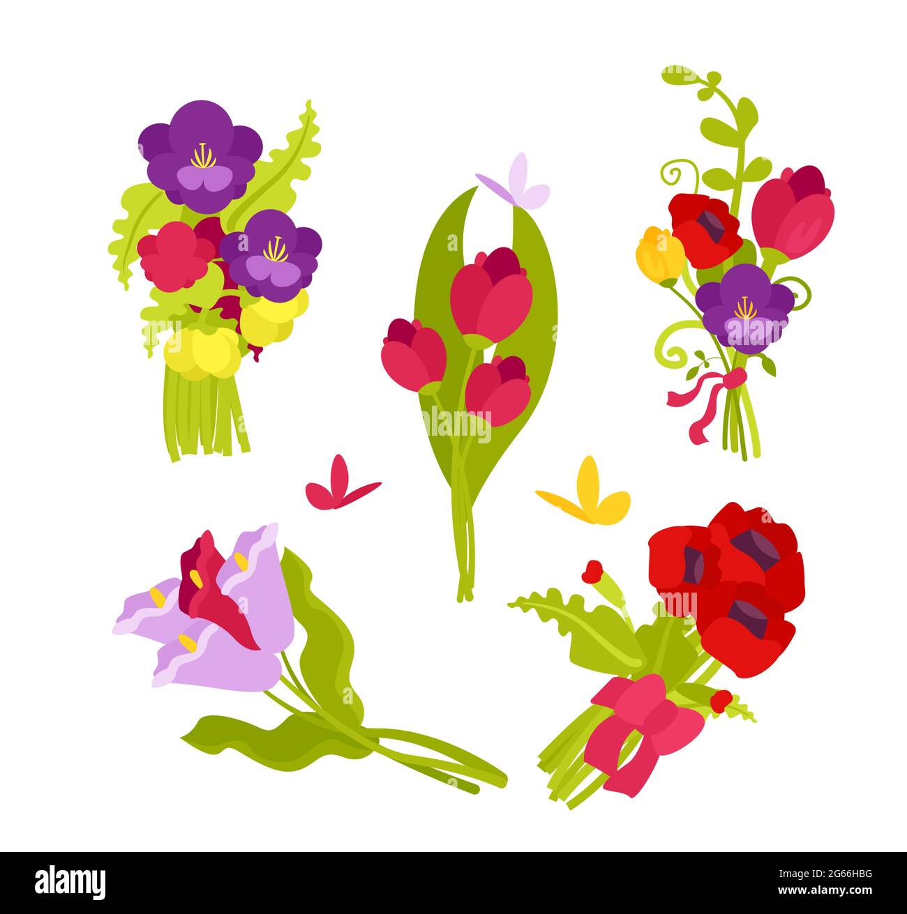Vector illustration of flowers bouquets set. Collection of colorful ...