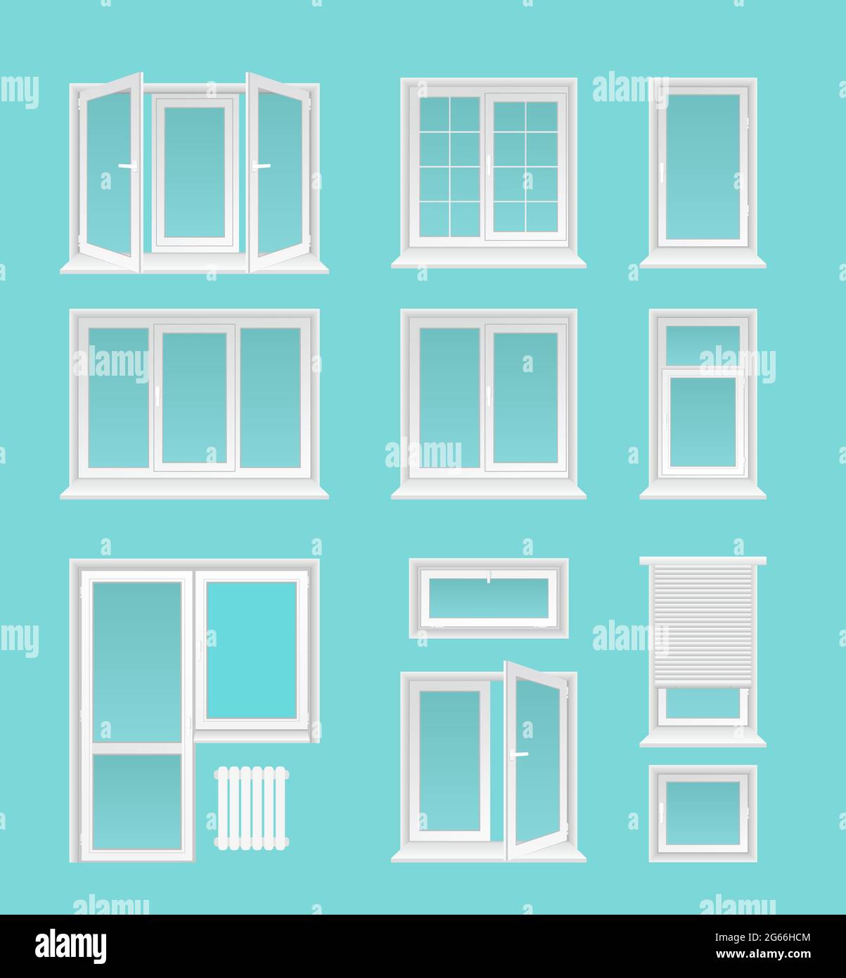 Architectural Symbol Fixed Window Line Icon Set Of 16 Modern Symbols