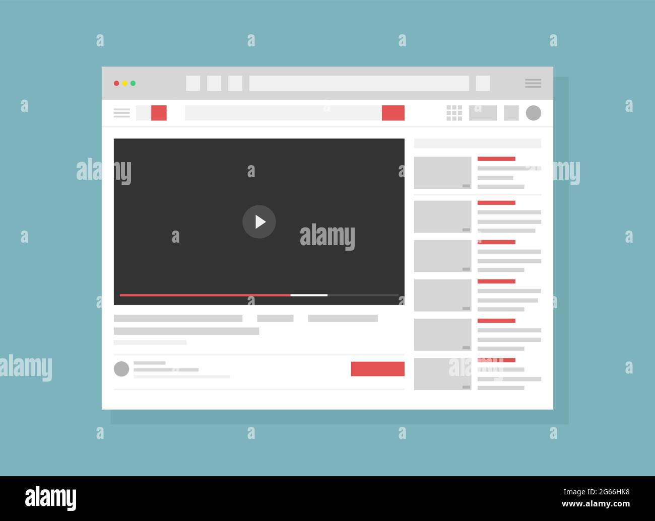 Vector illustration of Video hosting service page flat. Internet ...