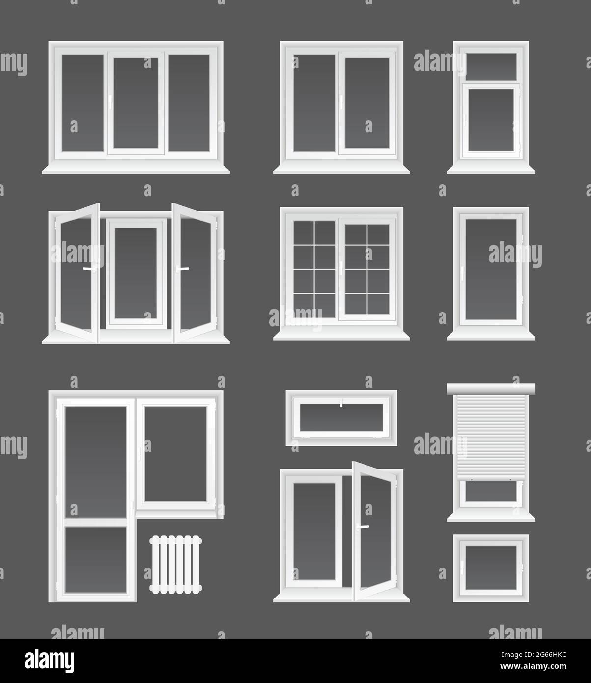 Architectural Symbol Fixed Window Line Icon Set Of 16 Modern Symbols