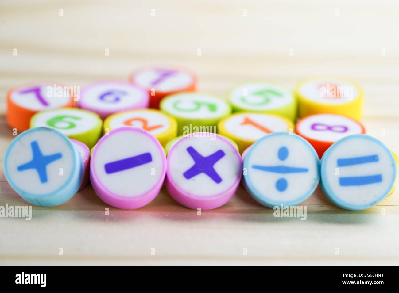 Math Number colorful on wooden background : Education study mathematics ...