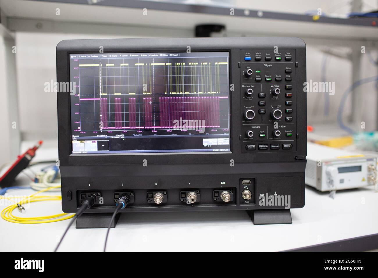 Professional digital oscilloscope oscillograph at tech lab Stock Photo ...