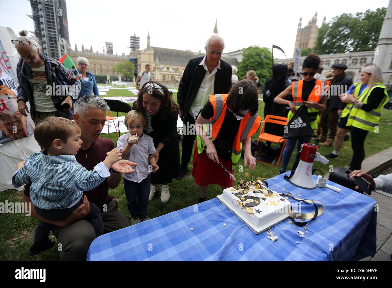 London, England, UK. 3rd July, 2021. Wikileaks founder Julian Assange's ...