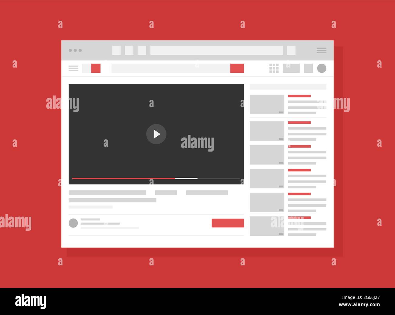 Video hosting service page flat vector illustration. Internet website, webpage UI, UX layout ...