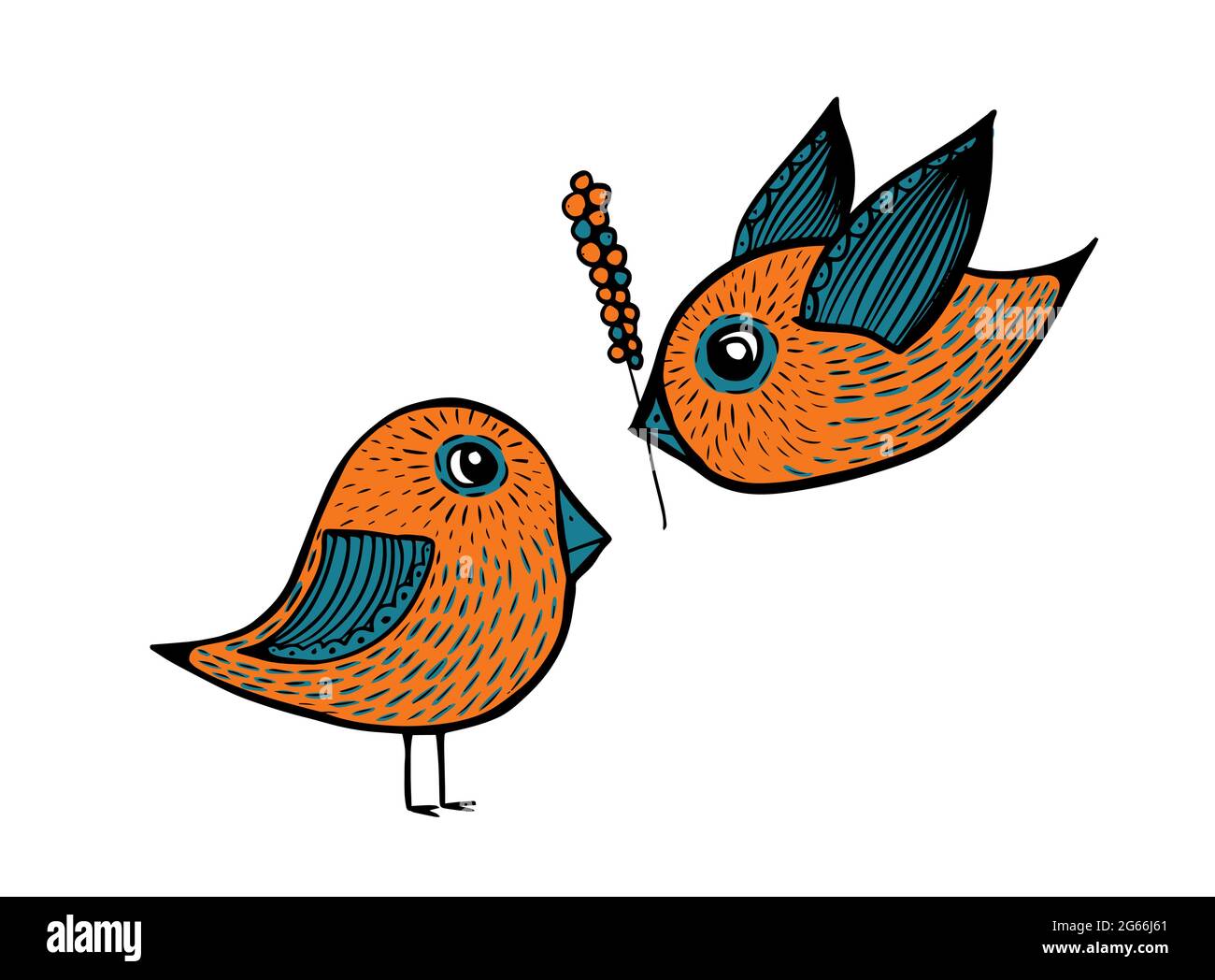 Two cute decorative birds. Vector illustration Stock Vector Image & Art ...