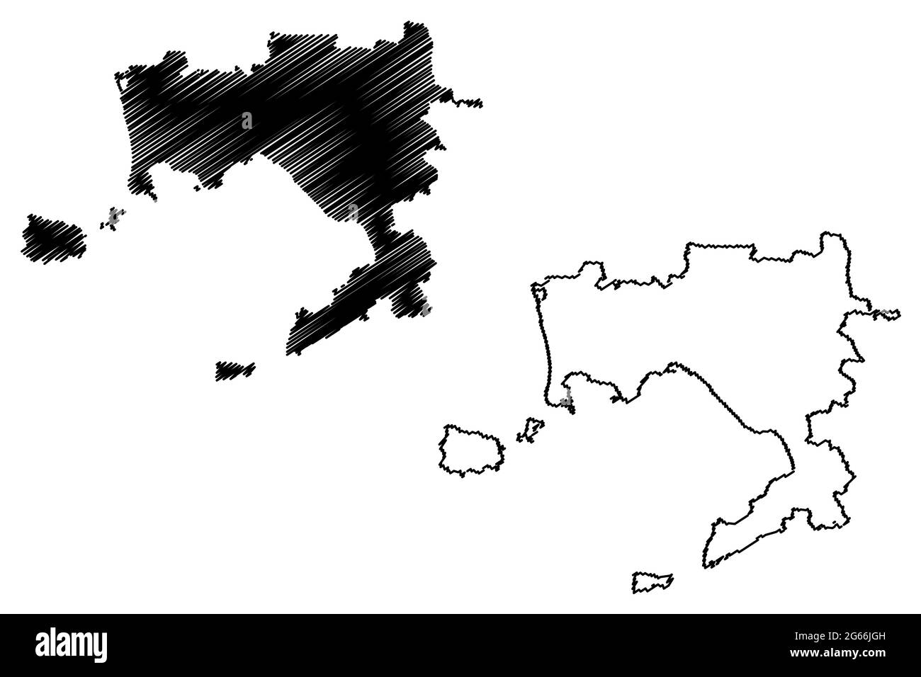 Naples province (Italy, Italian Republic, Campania region) map vector ...