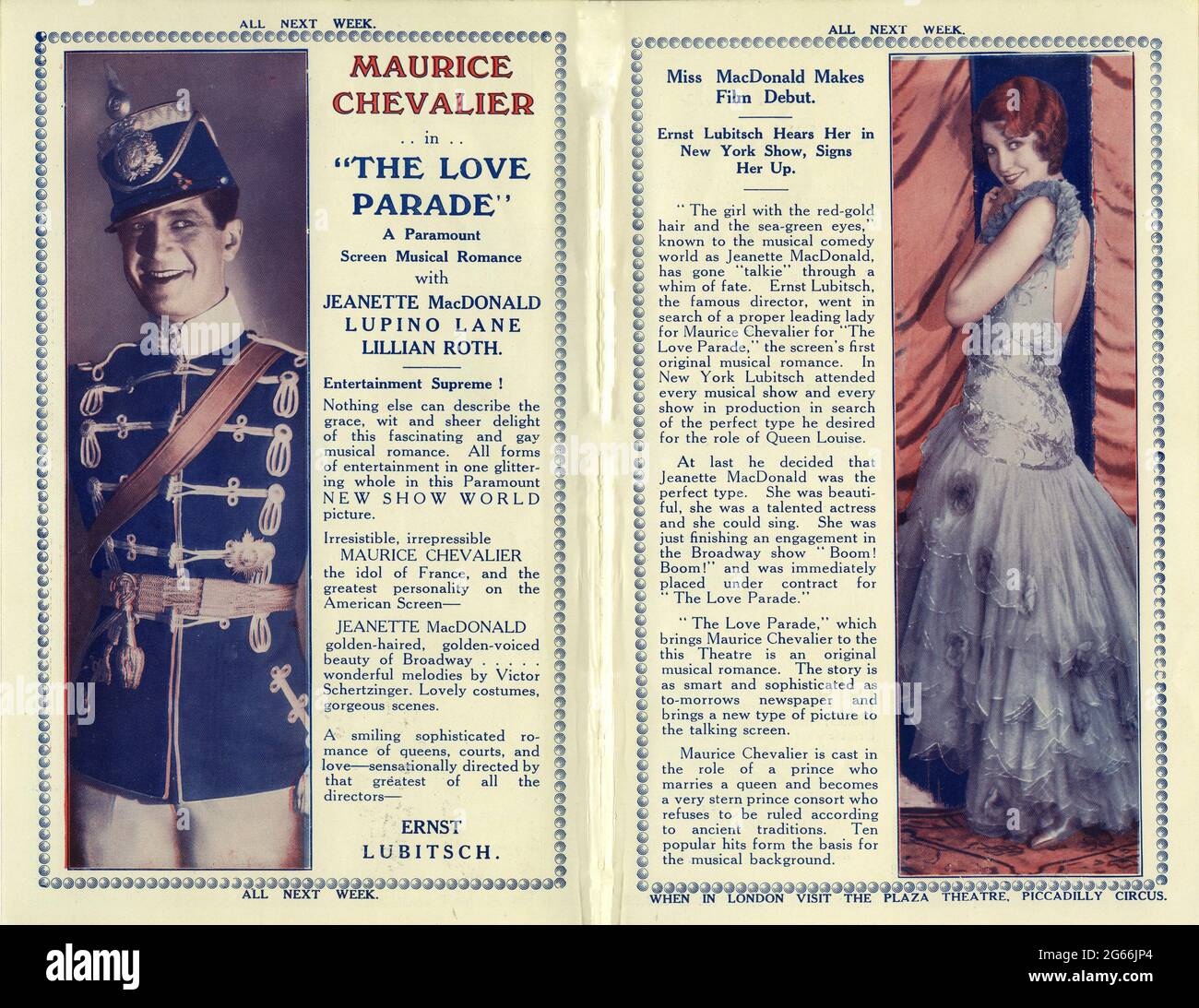 MAURICE CHEVALIER and JEANETTE MacDONALD in THE LOVE PARADE 1929 ...