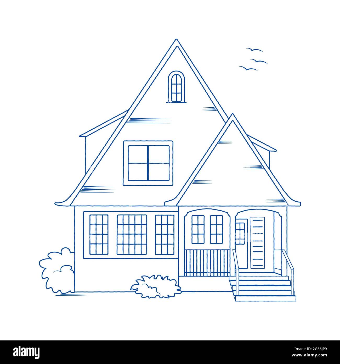 Simple House Drawing In Color