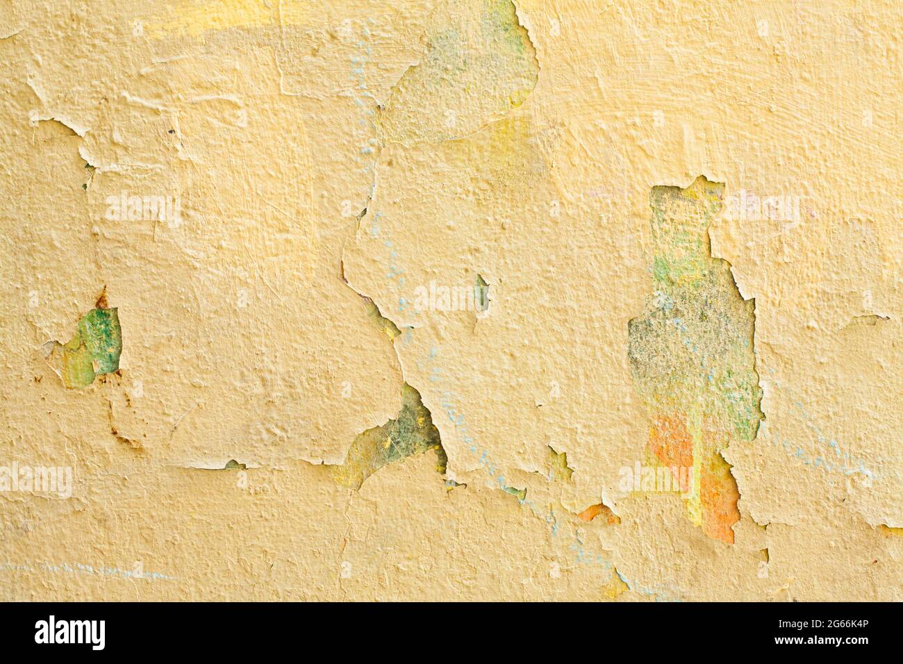 Stucco background, aged yellow cement wall texture with cracked paint ...