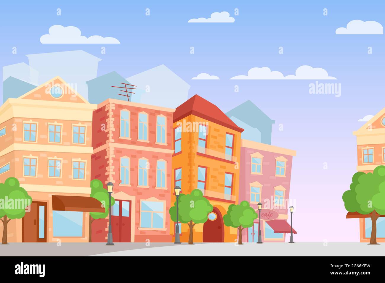 Illustration cartoon city horizontal road hi-res stock photography and ...