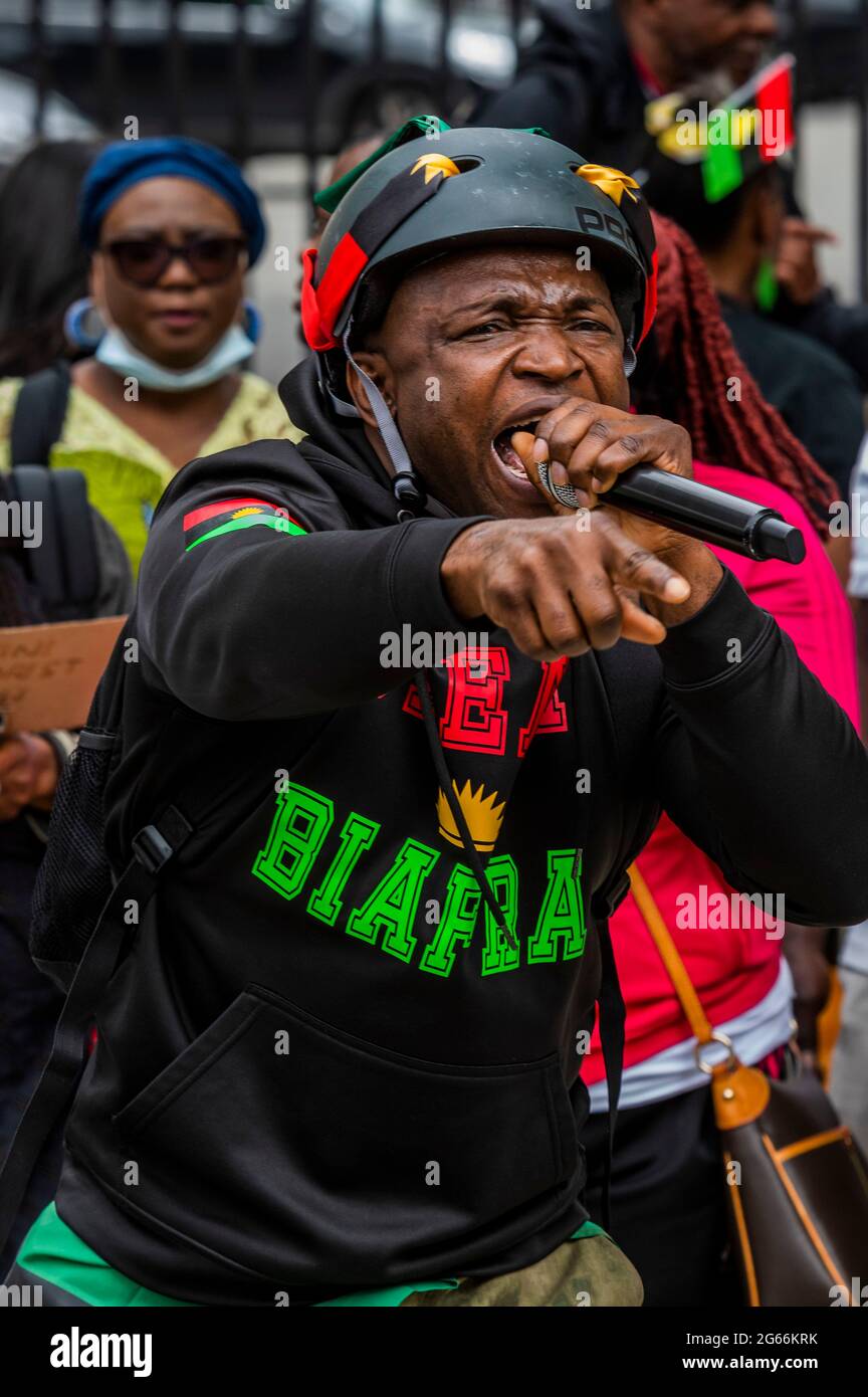 London, UK. 3rd July, 2021. Supporters of Biafra, officially the ...