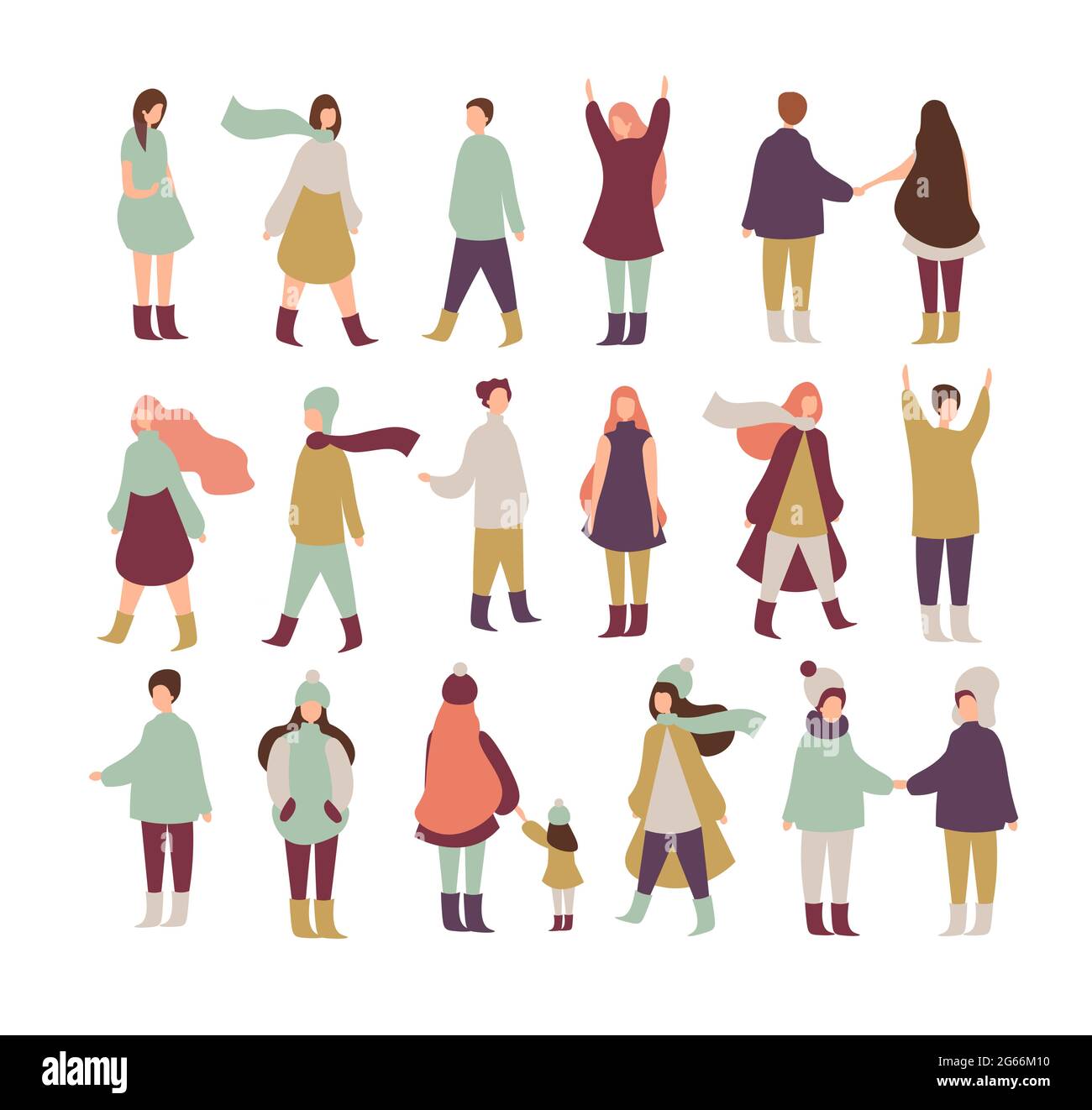 Vector illustration set of people walking, standing. Collection of male ...