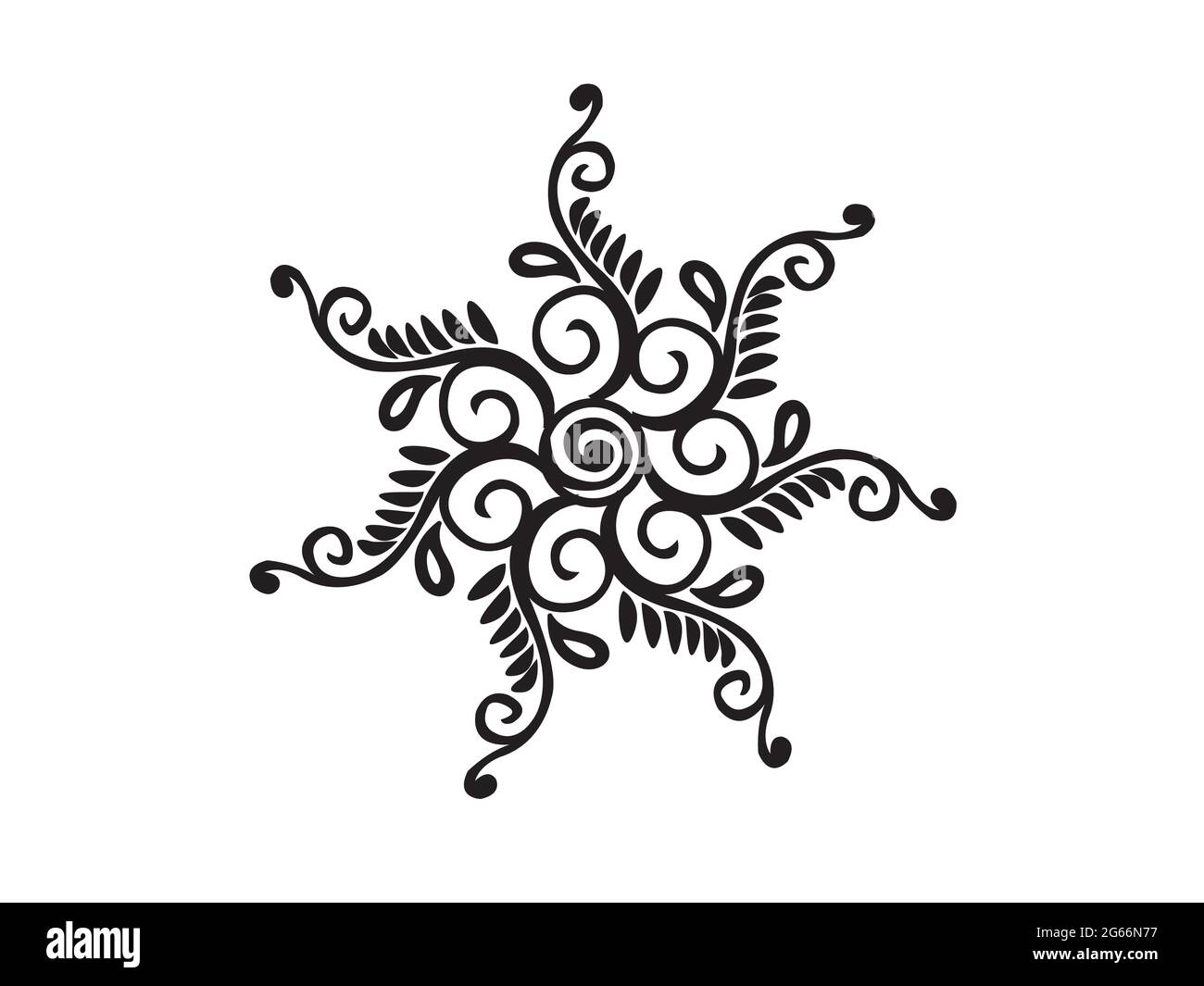 Indian Rangoli design concept of floral line art isolated on white ...