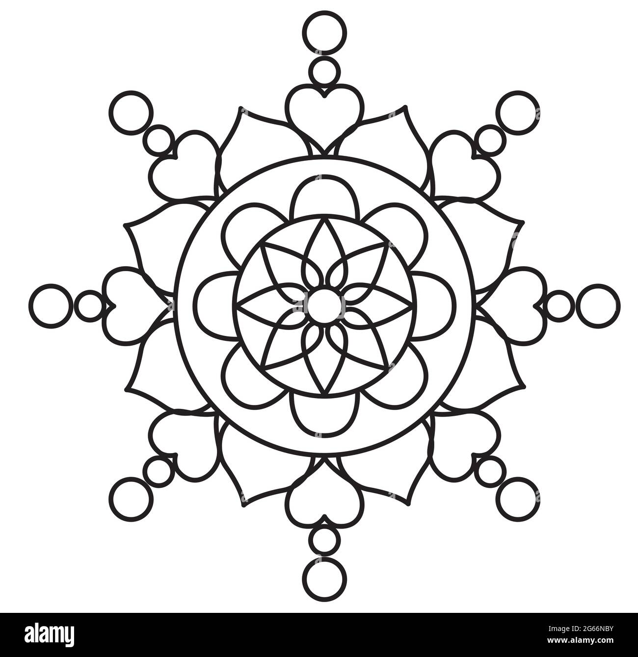 Indian Rangoli design concept of floral line art isolated on white ...