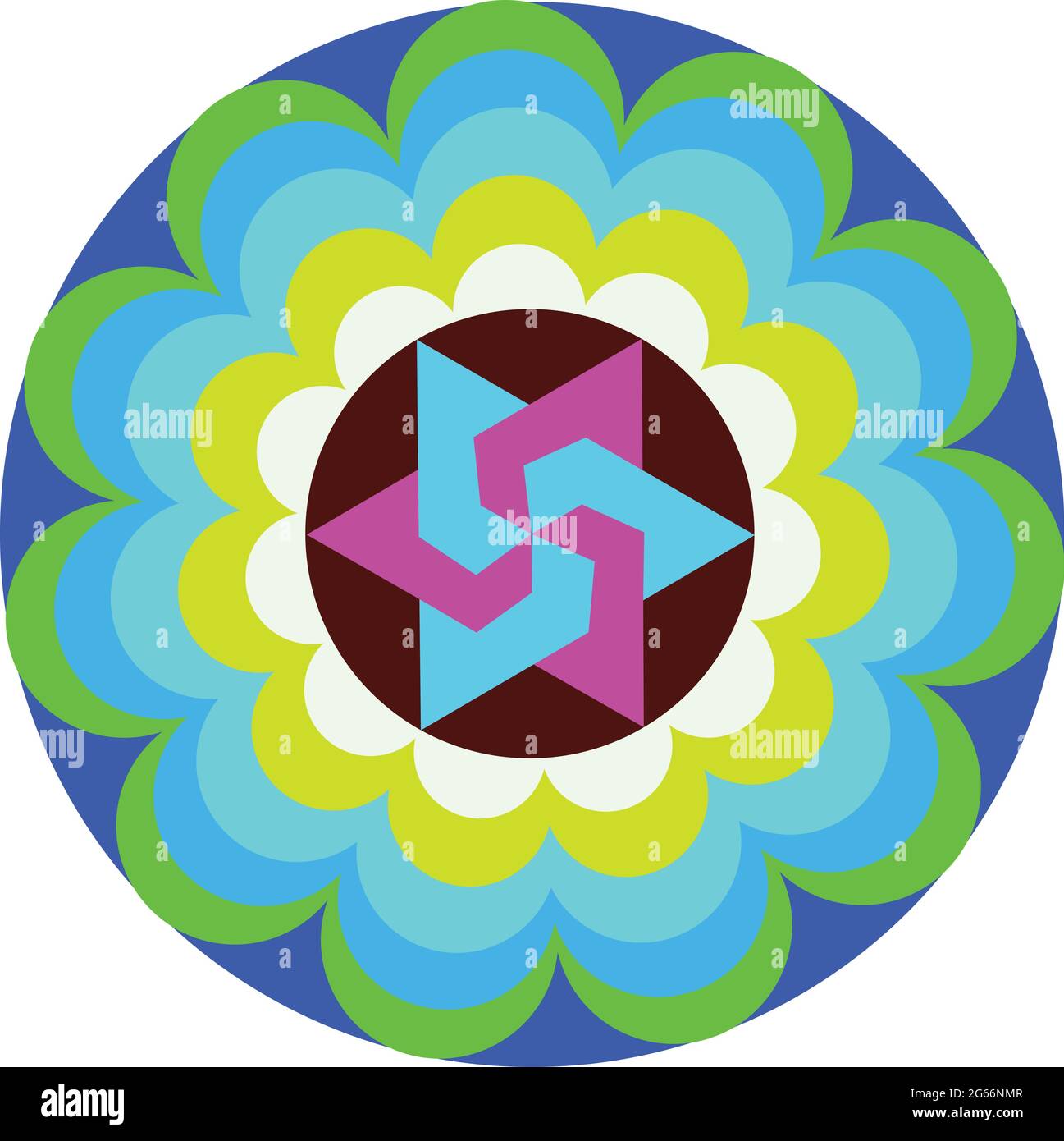Colorful Rangoli mandala design concept of floral line art isolated on ...