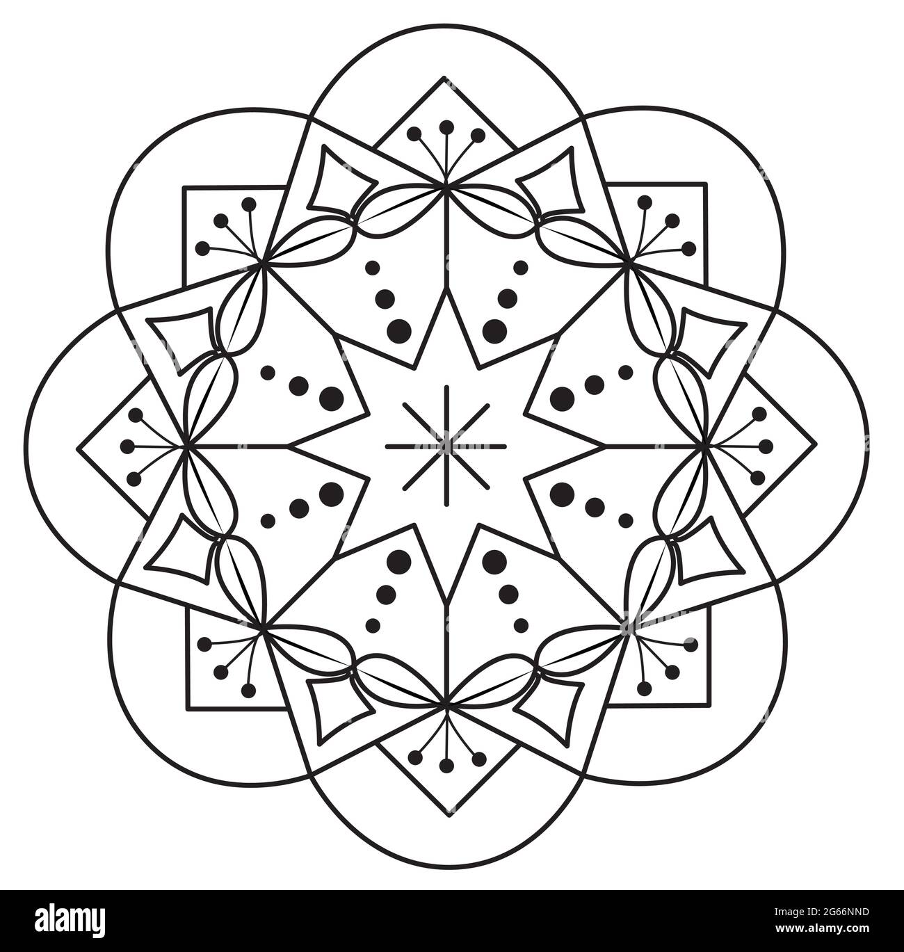 Indian Rangoli design concept of floral line art isolated on white ...