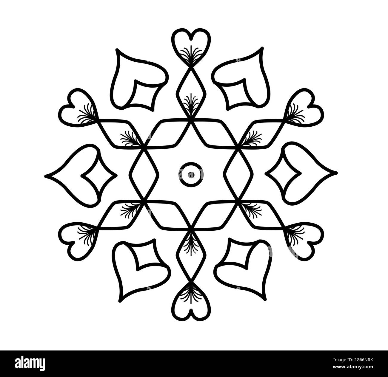 Indian Rangoli design concept of floral line art isolated on white ...